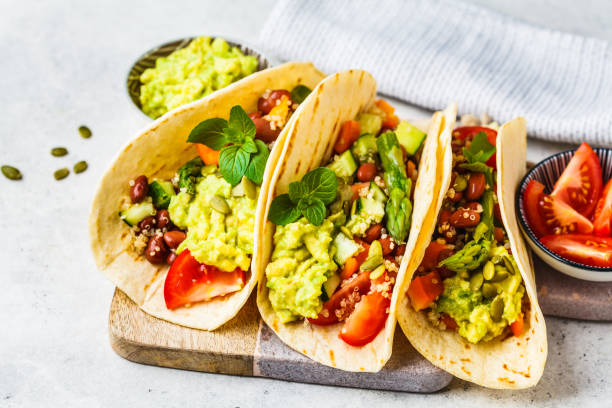 Receita de Taco: Tacos de pequeno-almoço vegetariano de raiz assada